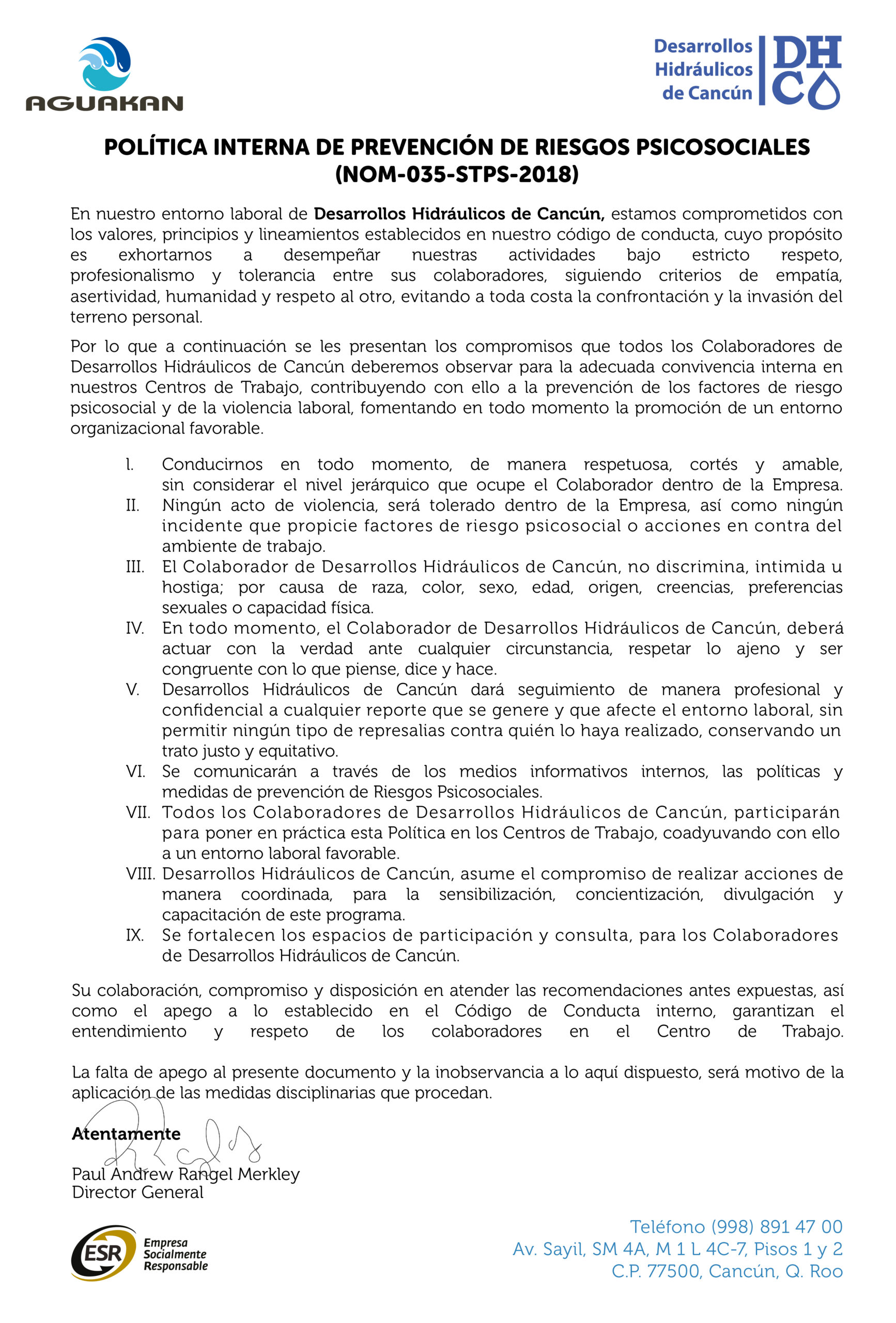 ¿Conoces la Política Interna de Prevención de Riesgos Psicosociales con ... ¿Conoces la Política Interna de Prevención de Riesgos Psicosociales con ...